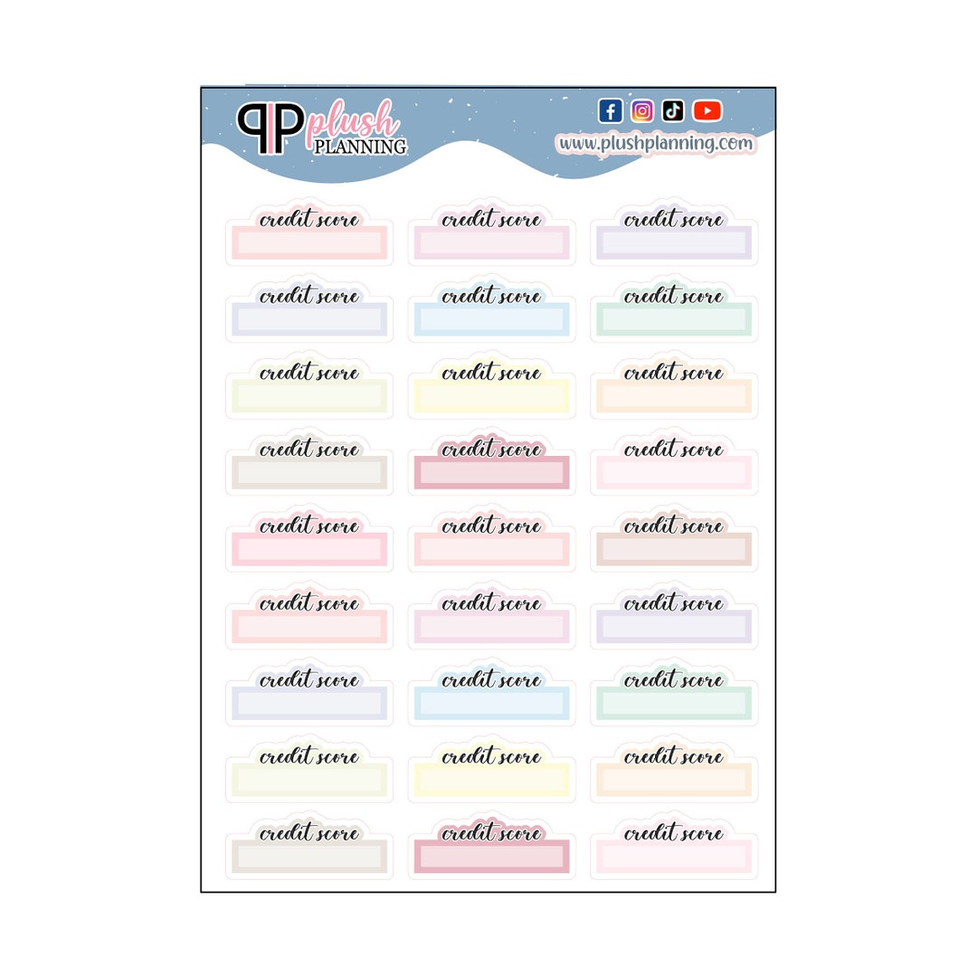 Writable Credit Score Script Box Planner Stickers, Credit Score Tracker ...