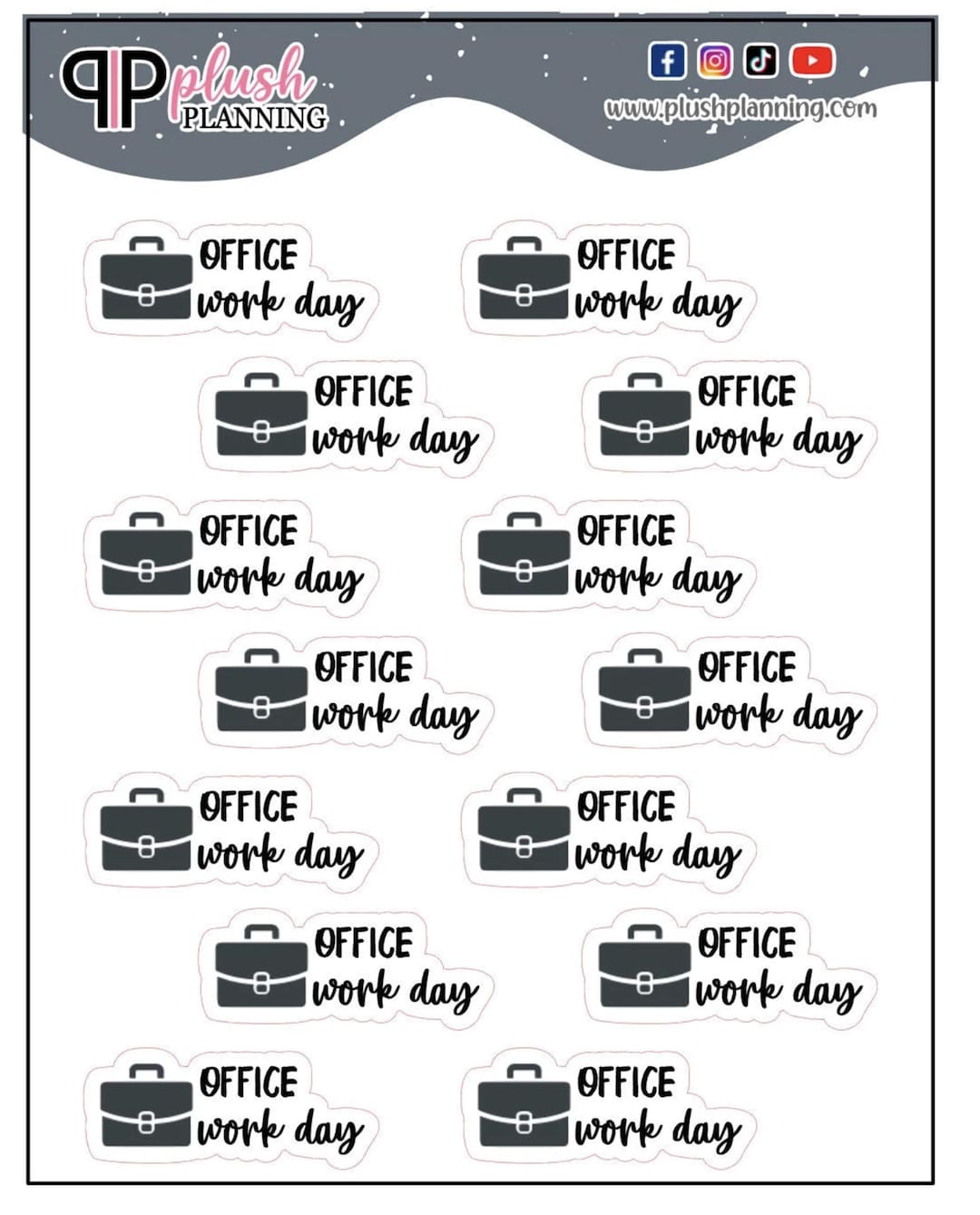 Office Work Day Tracker Mixed Script With Icon Planner Stickers, Mini ...