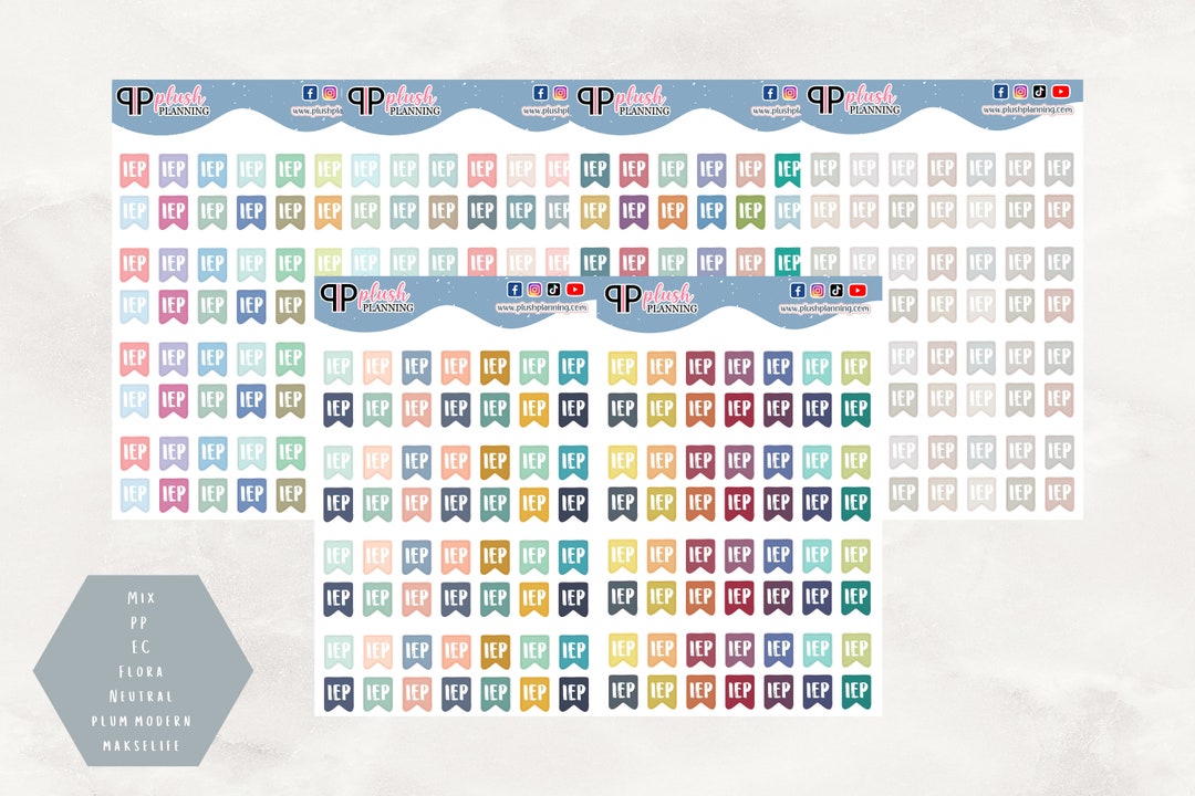 IEP Flags Tracker Planner Stickers, Mix Colors, PP Colors, EC Colors ...