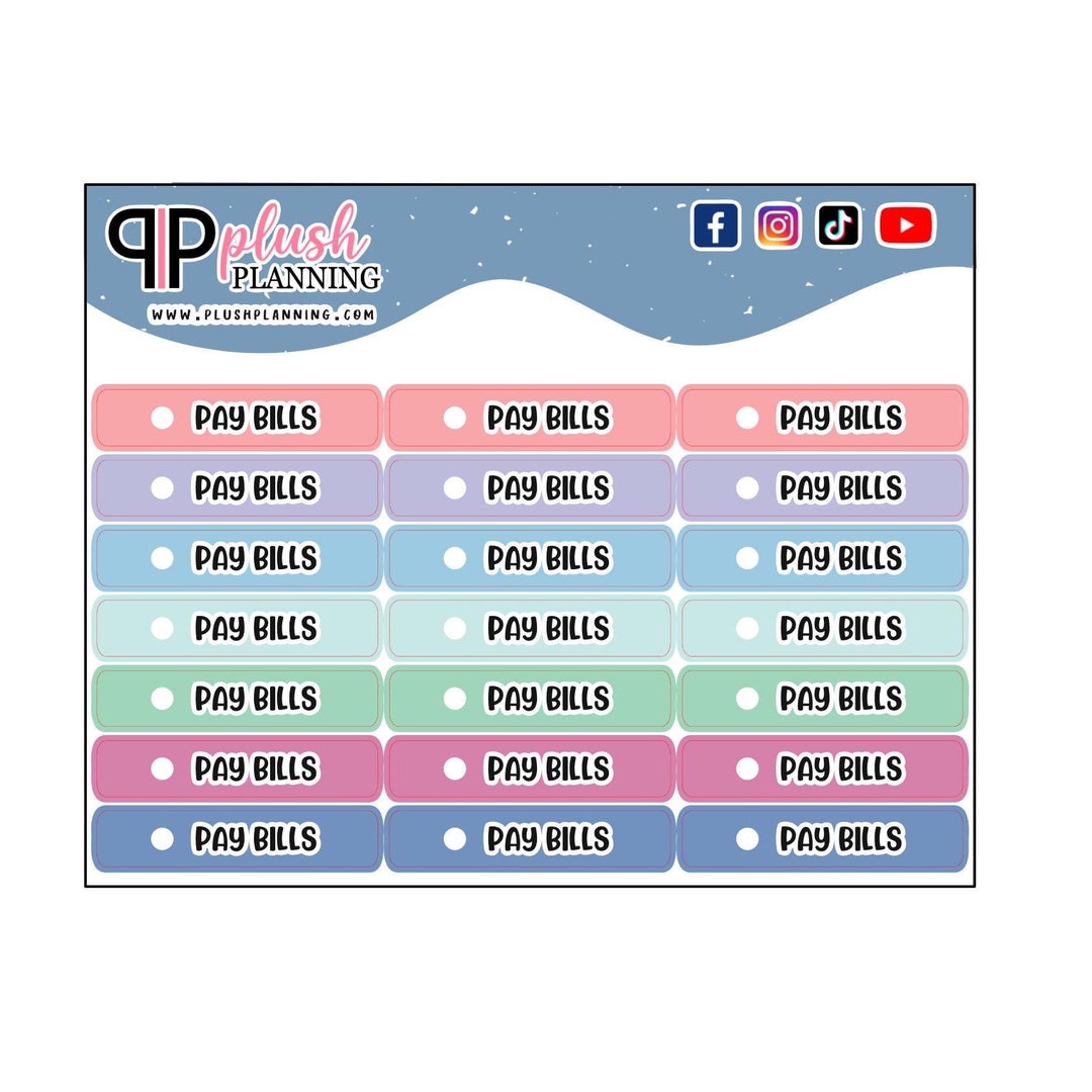 Pay Bills Checklist Tracker Planner Stickers, Functional Planner ...