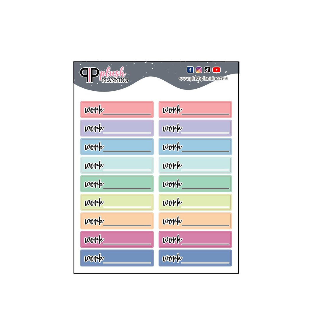 Work Lined Label Tracker Planner Stickers, Writable Functional Stickers ...