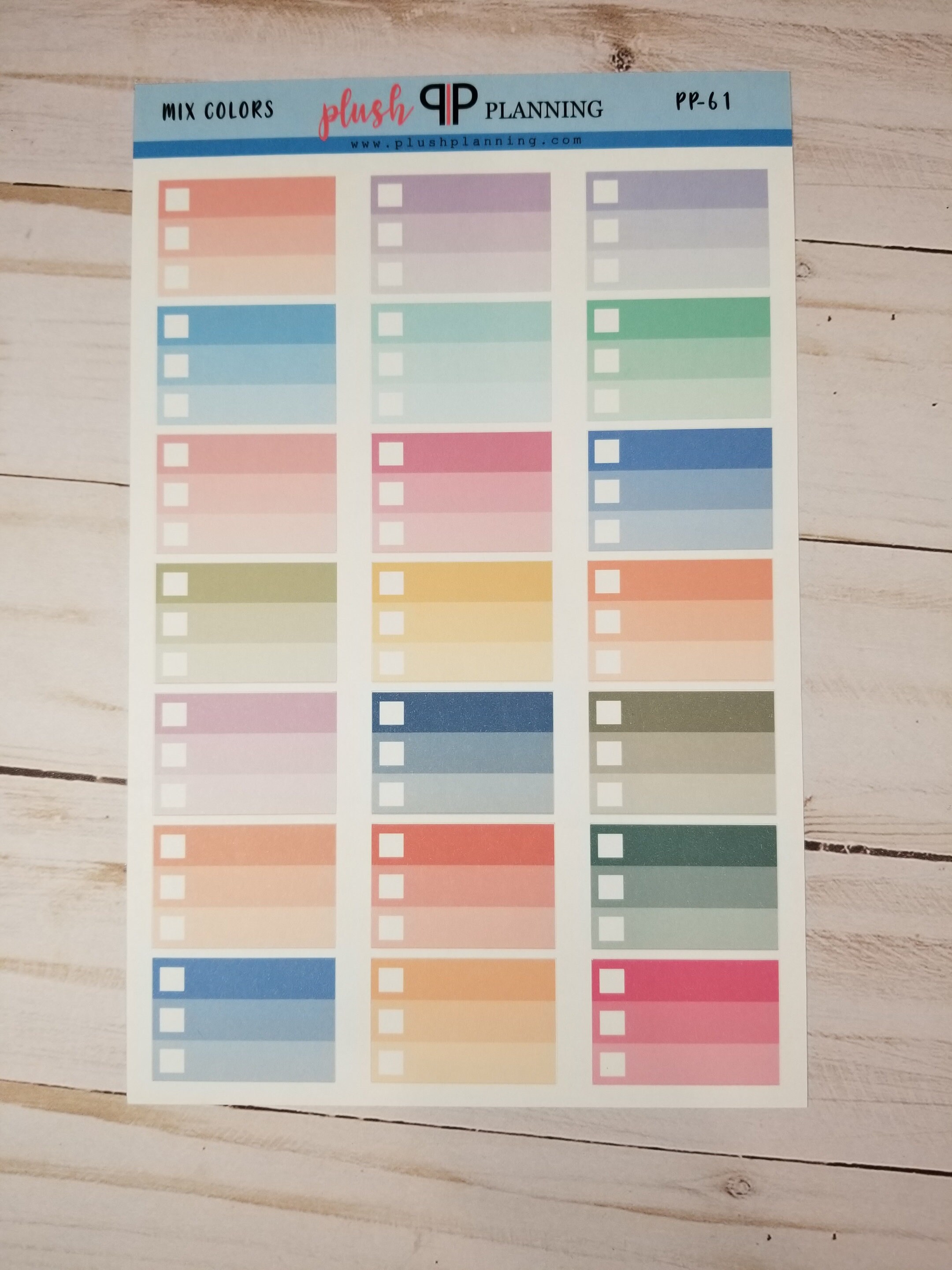 Half Box Ombre Checklist Planner Stickers Mix Colors PP | Etsy