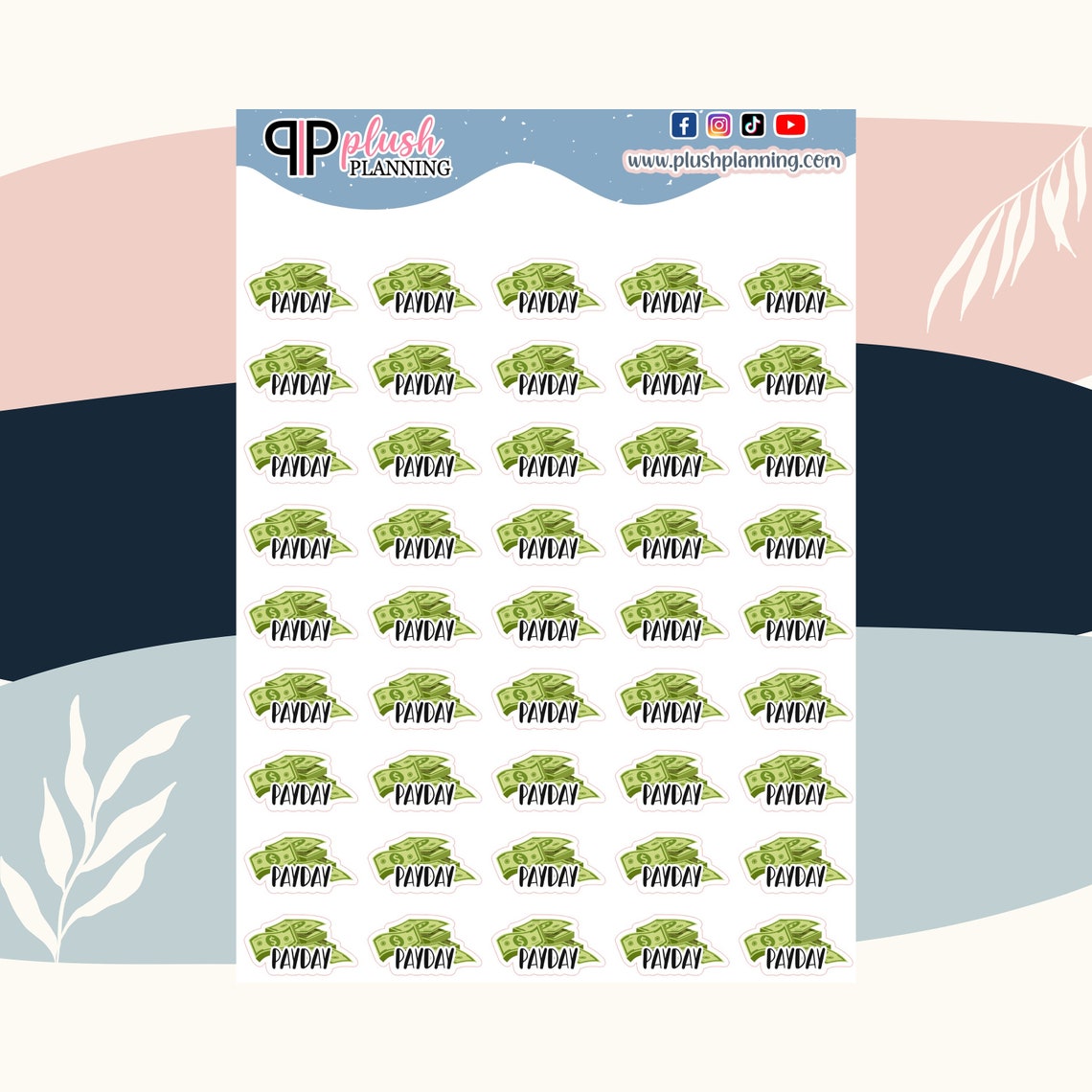 Payday Tracker With Dollars Money Decorative Planner Stickers | Etsy