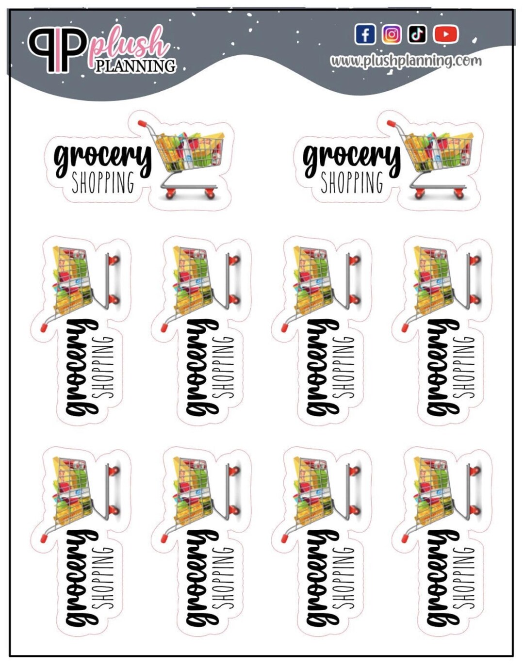 Grocery Shopping Event Planner Stickers, Functional Deco Stickers, Mini ...