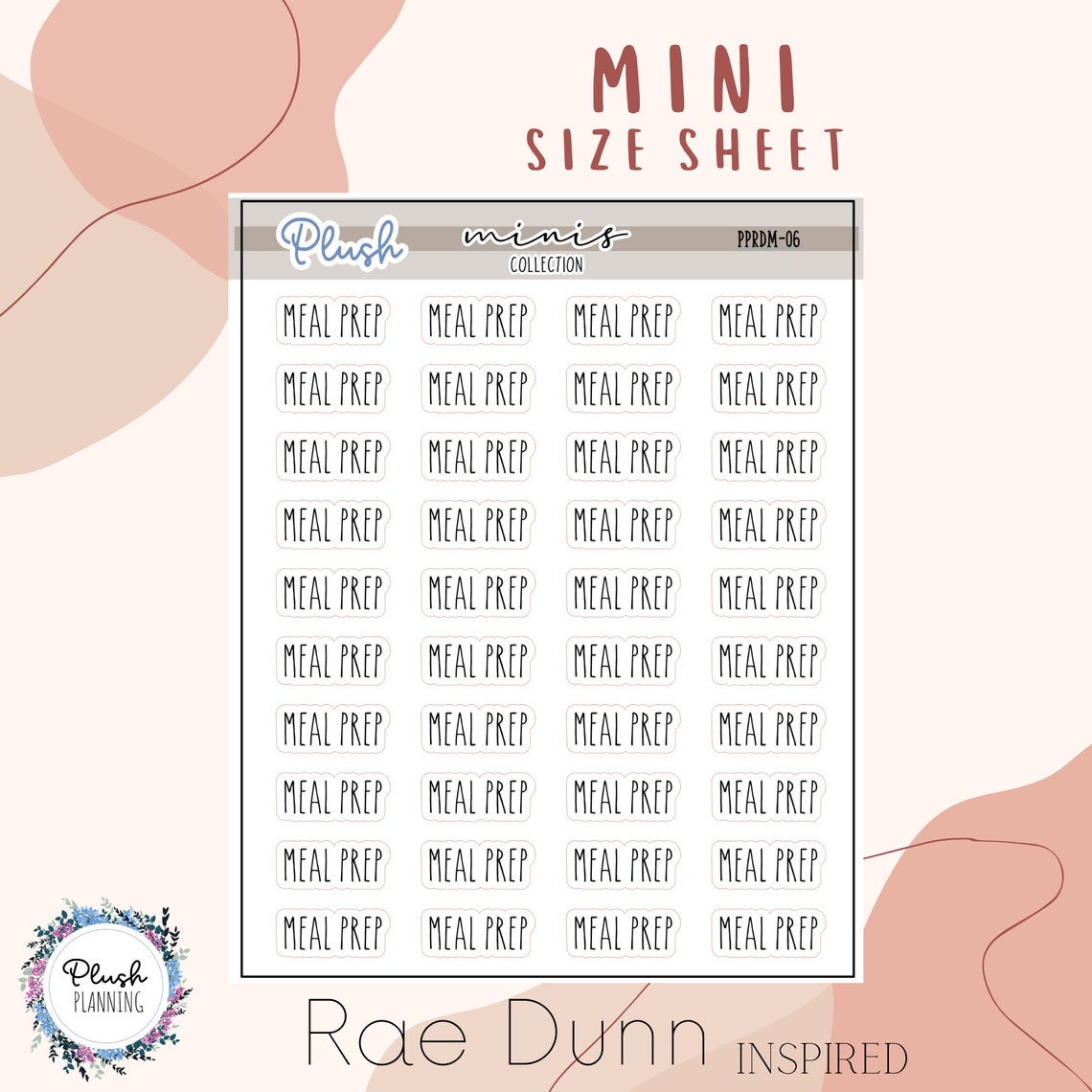 Meal Prep Script Mini Planner Stickers Rae Dunn Inspired - Etsy
