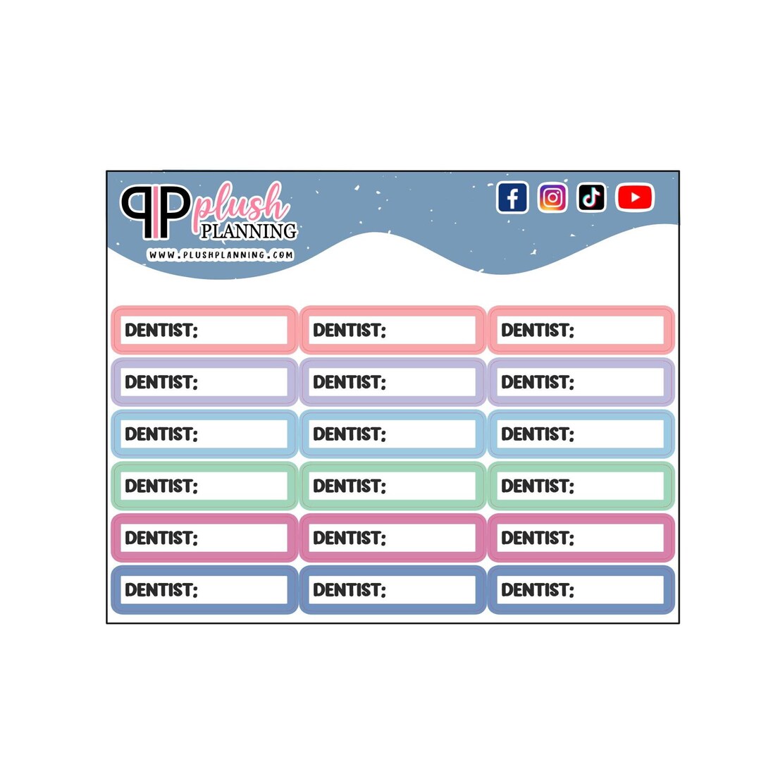 Dentist Appt Label Tracker Planner Stickers, Functional Planner ...