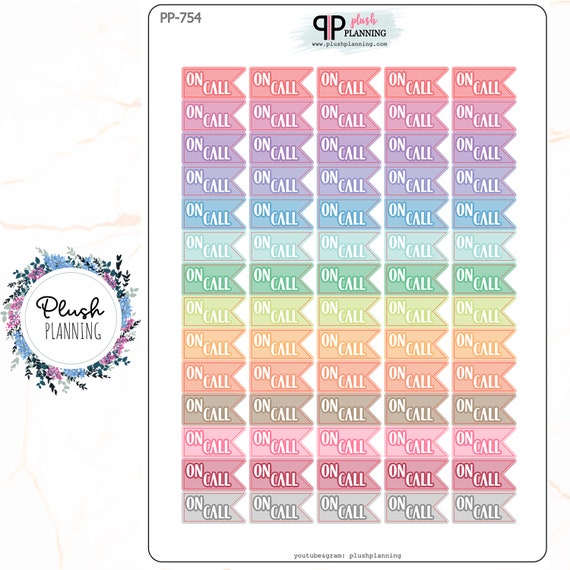 ON CALL Flags Planner Stickers Mix Colors Plush Planning - Etsy