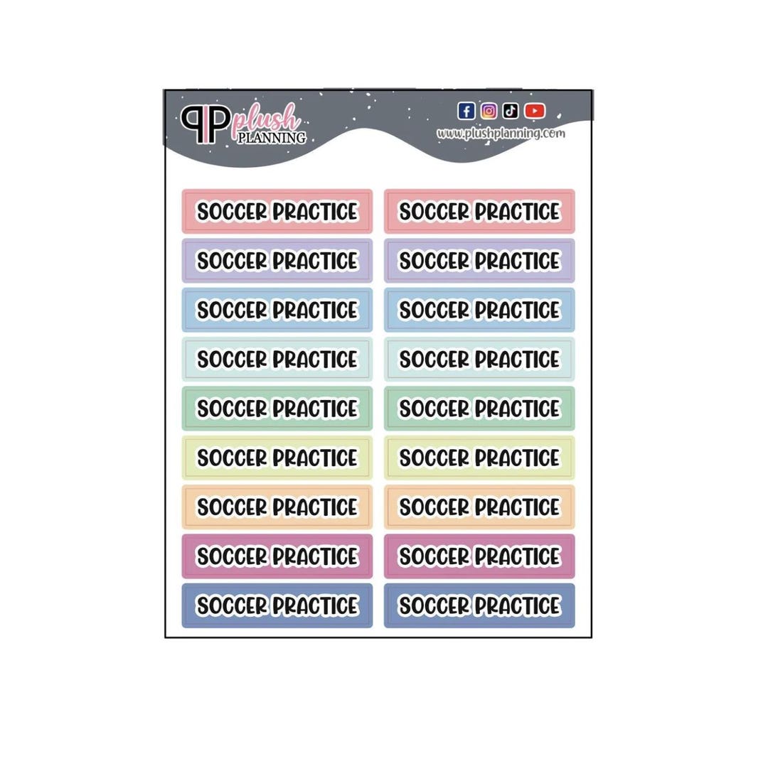 Soccer Practice Label Tracker Planner Stickers, Functional Stickers ...