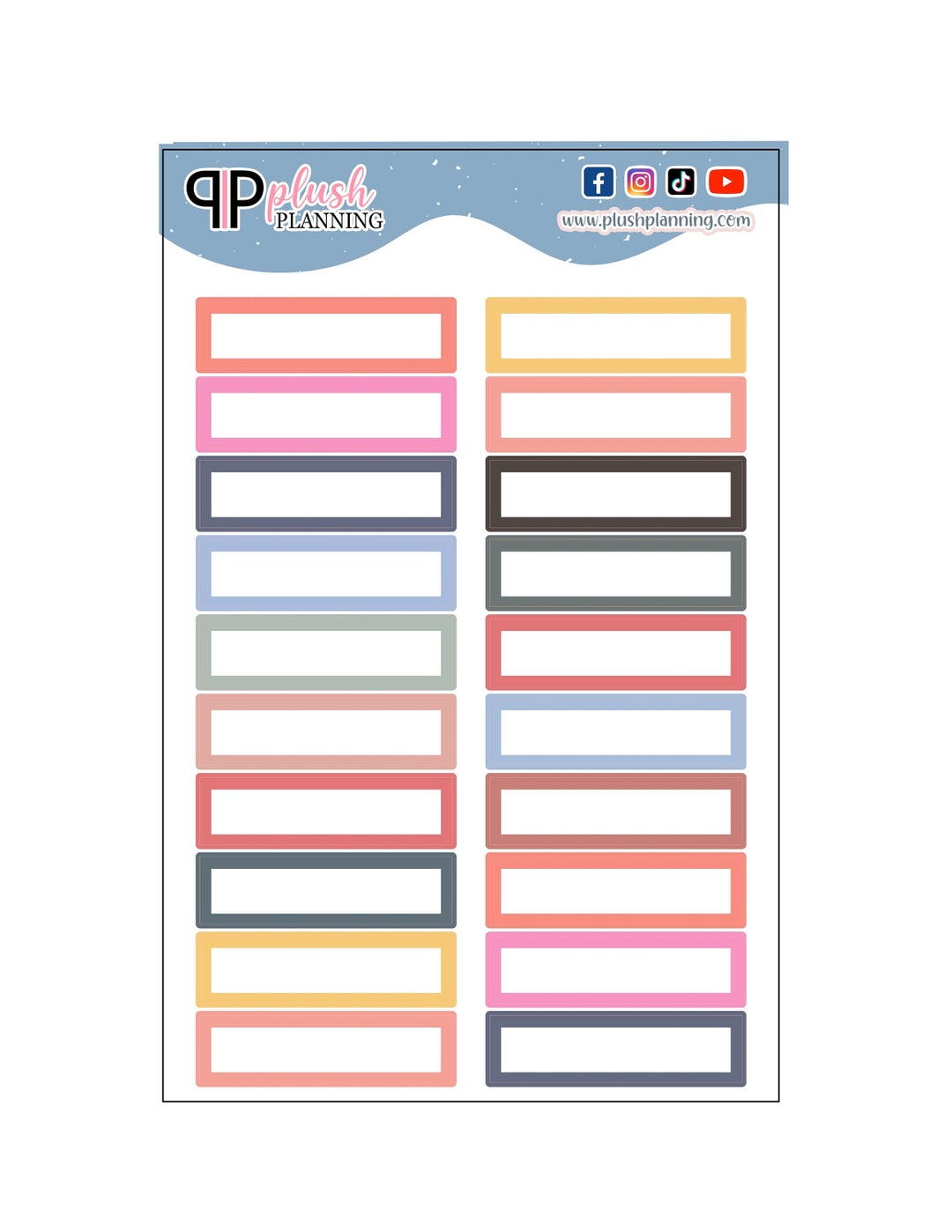 Writable Rectangle Boxes Planner Stickers, Laurel Denise Inspired ...