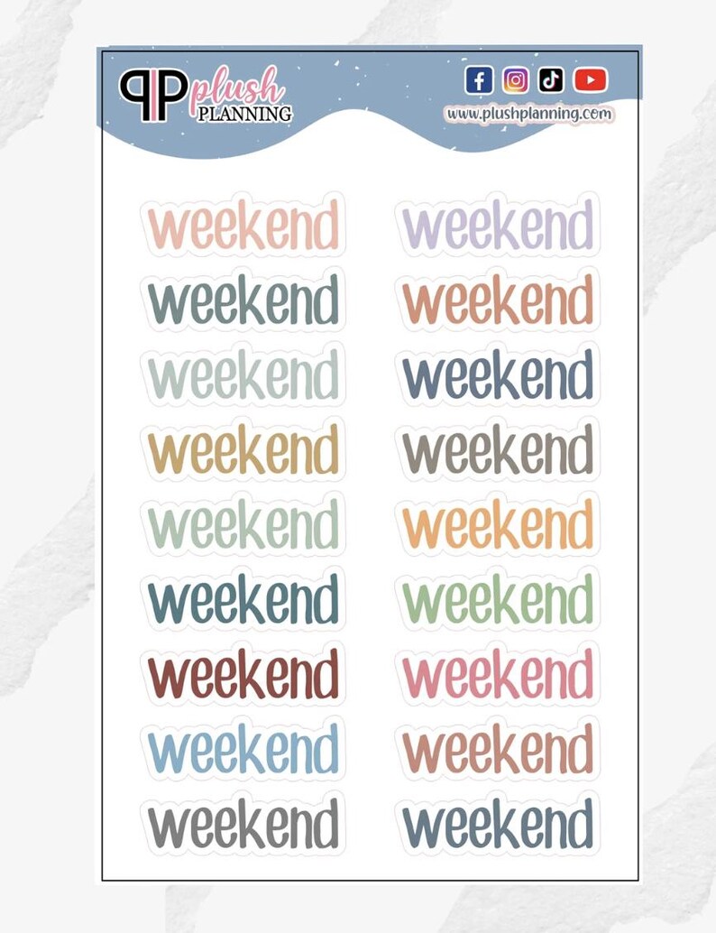 Handwritten Weekend Script Planner Stickers, Functional Fonts - Etsy
