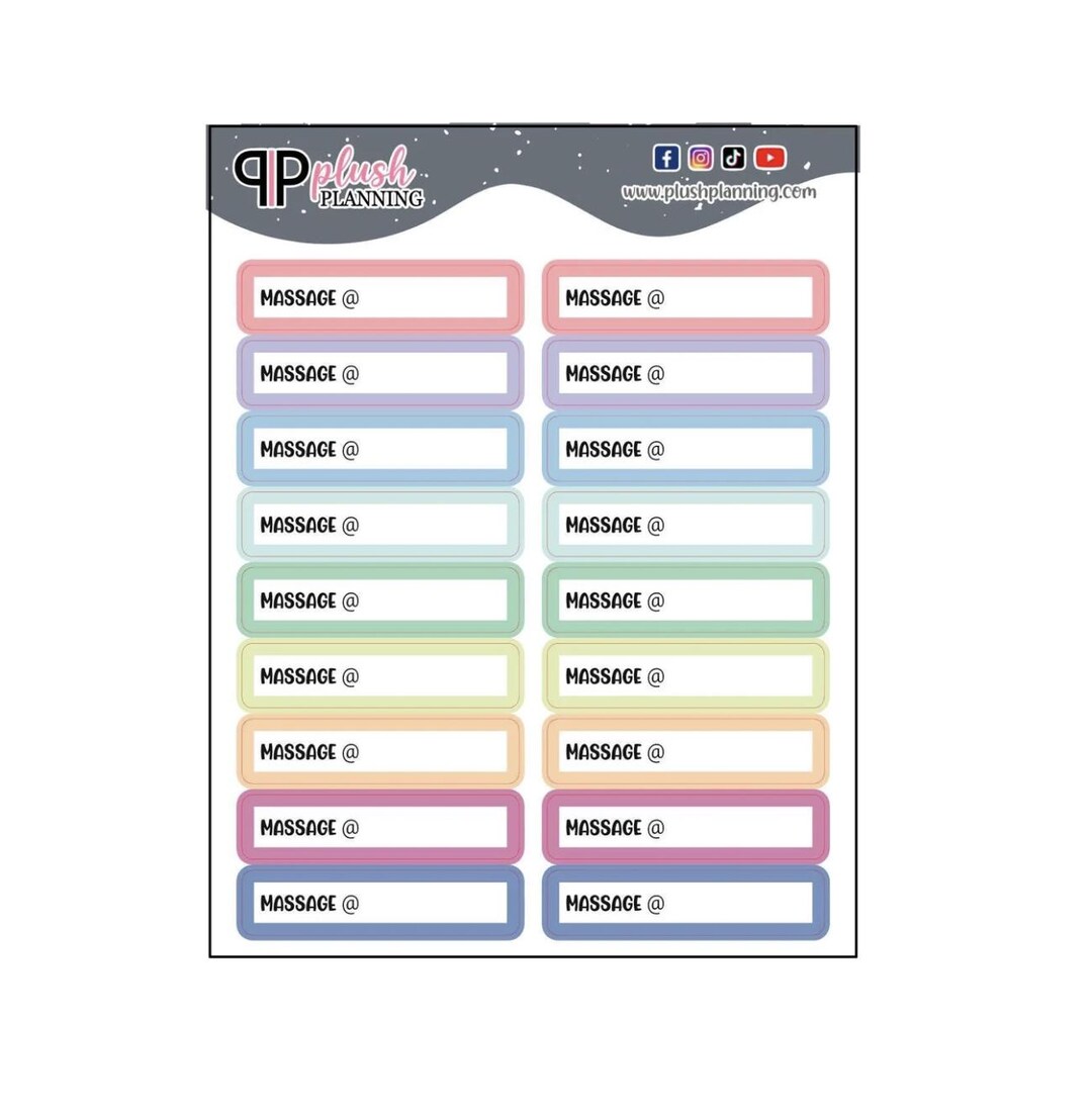 Massage Label Tracker Planner Stickers, Writable Functional Stickers ...