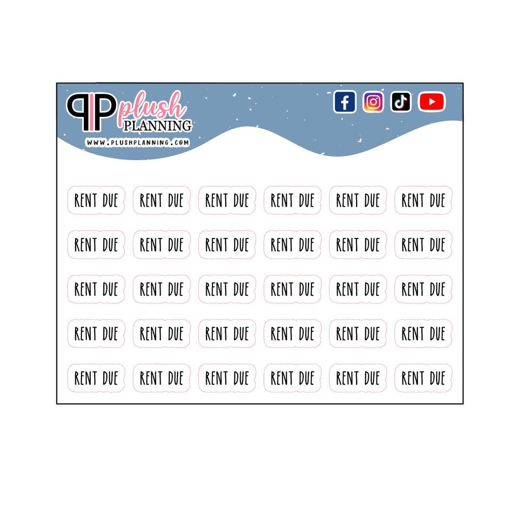 Rent Due Script Planner Stickers, Rae Dunn Font - Etsy
