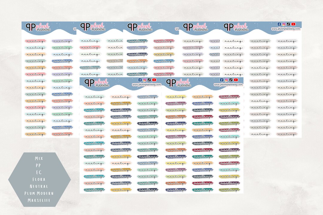 Meeting Highlighted Script Planner Stickers, Plush Planning - Etsy