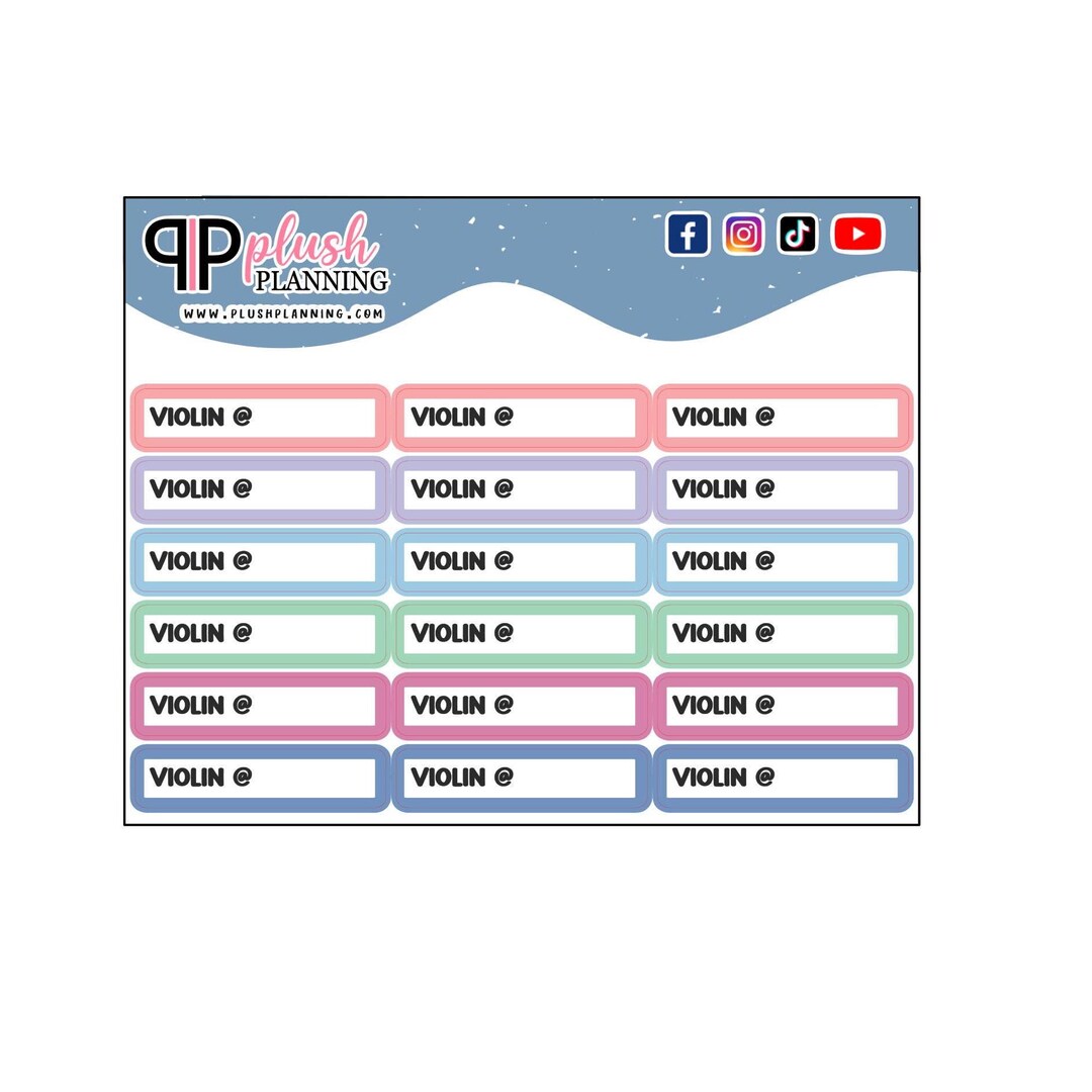 Violin Lesson Label Tracker Planner Stickers, Violin, Violin Lesson ...