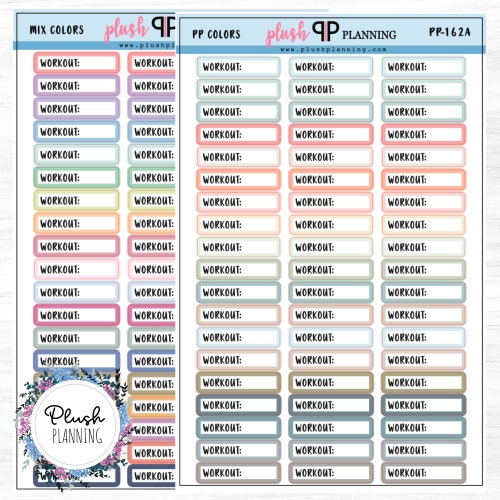 WORKOUT Label Tracker Planner Stickers Mix Colors PP Colors - Etsy