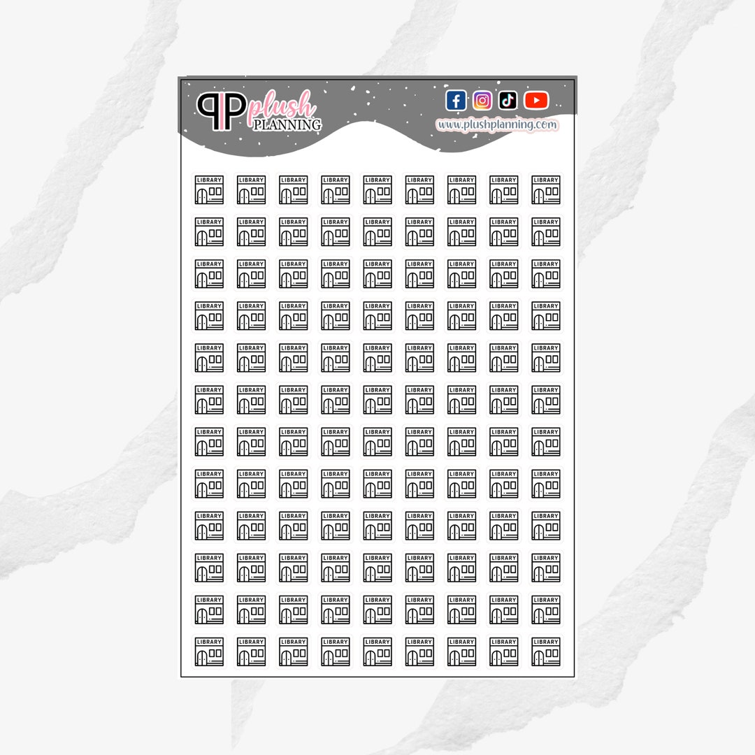 Library Visit Tracker Stickers, Black Planner Stickers - Etsy