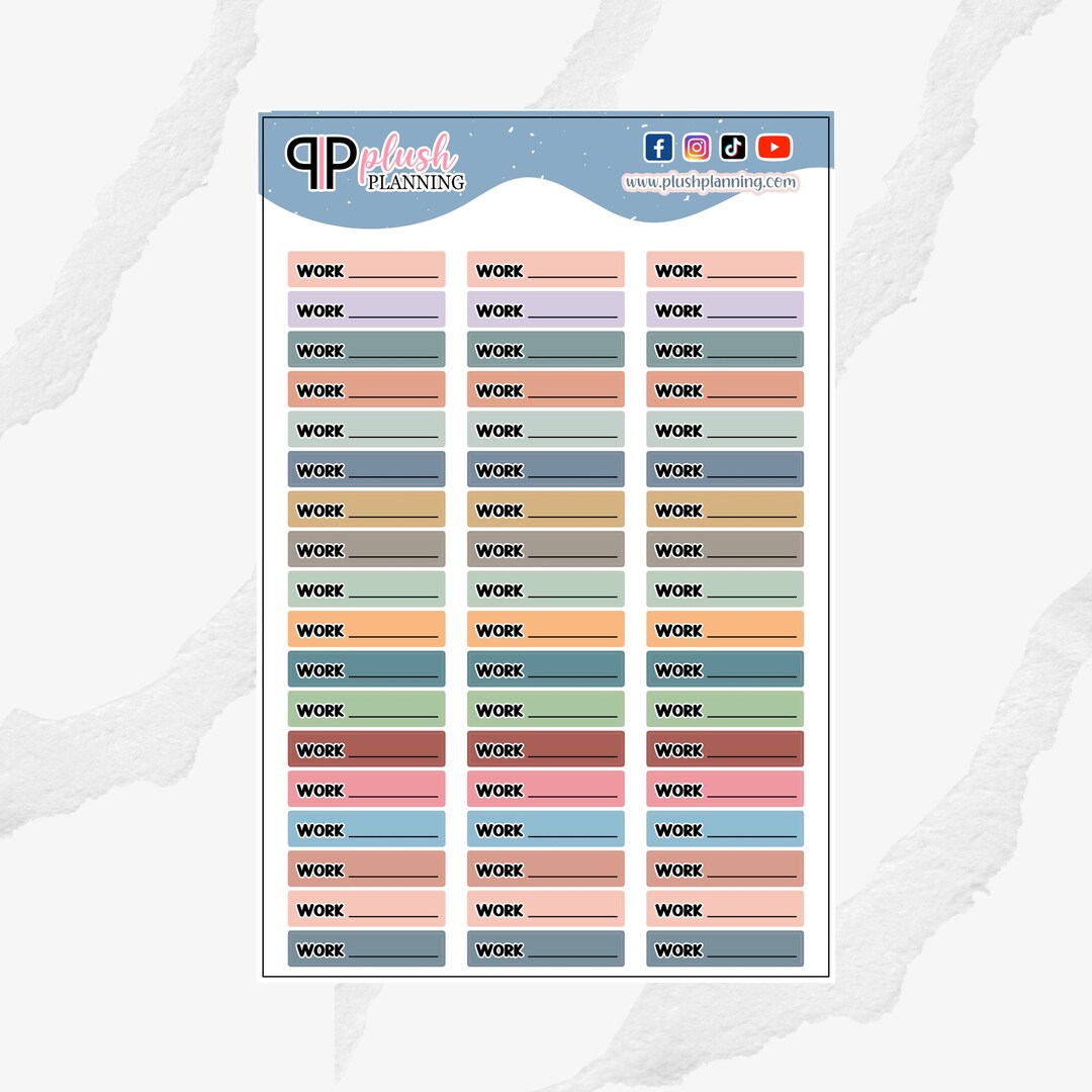 Work Script With Line Label Planner Stickers, Functional Stickers, Work ...
