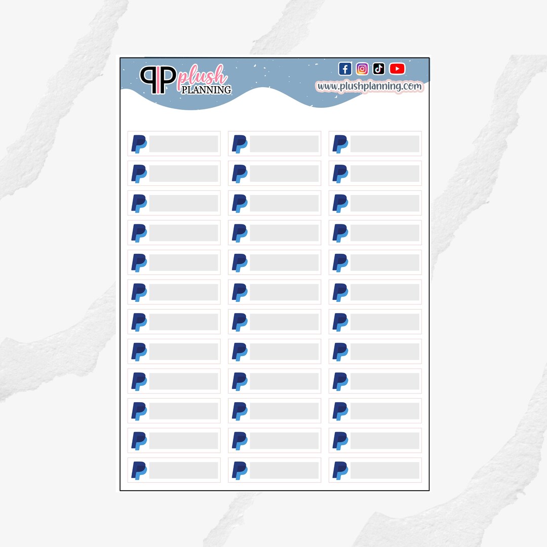 Paypal Icon Label Planner Stickers, Removable Stickers, Plush Planning ...