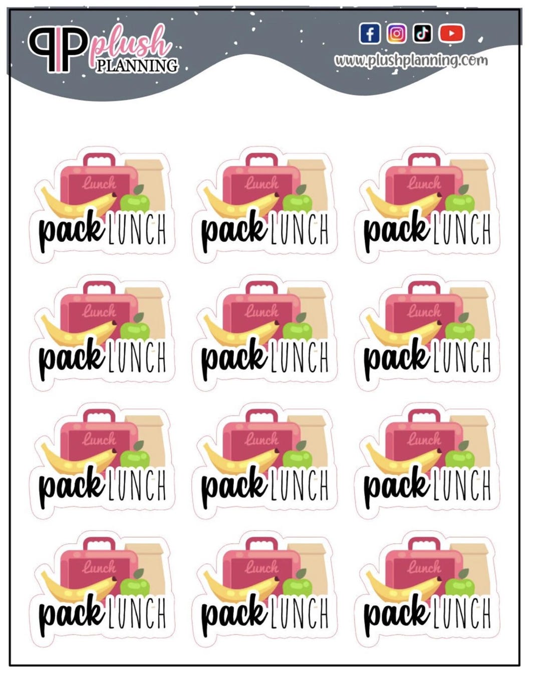 Pack Lunch Event Planner Stickers, Functional Deco Stickers, Mini ...