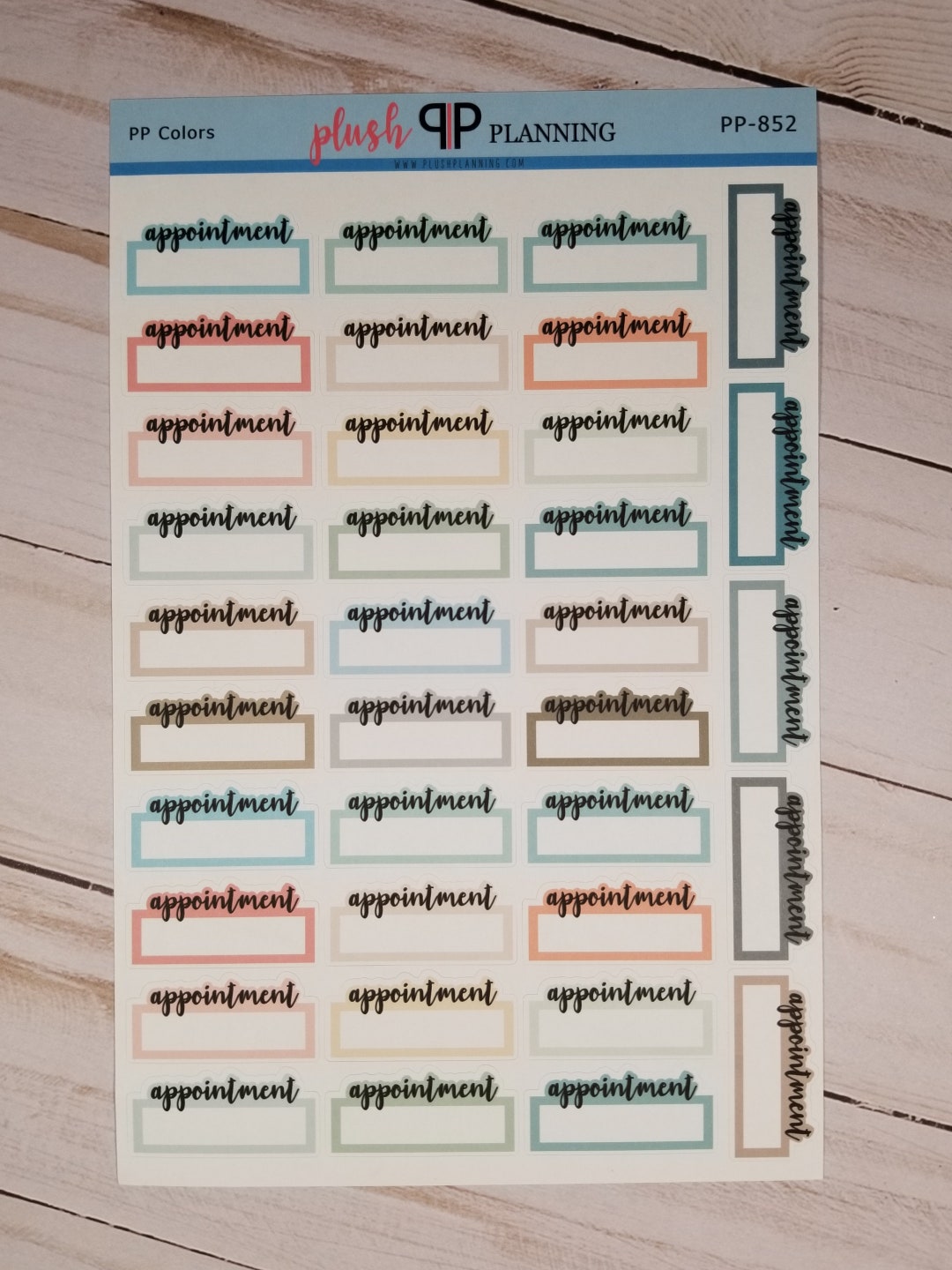 Appointment Script Label Planner Stickers, PP Mix Colors, Removable ...