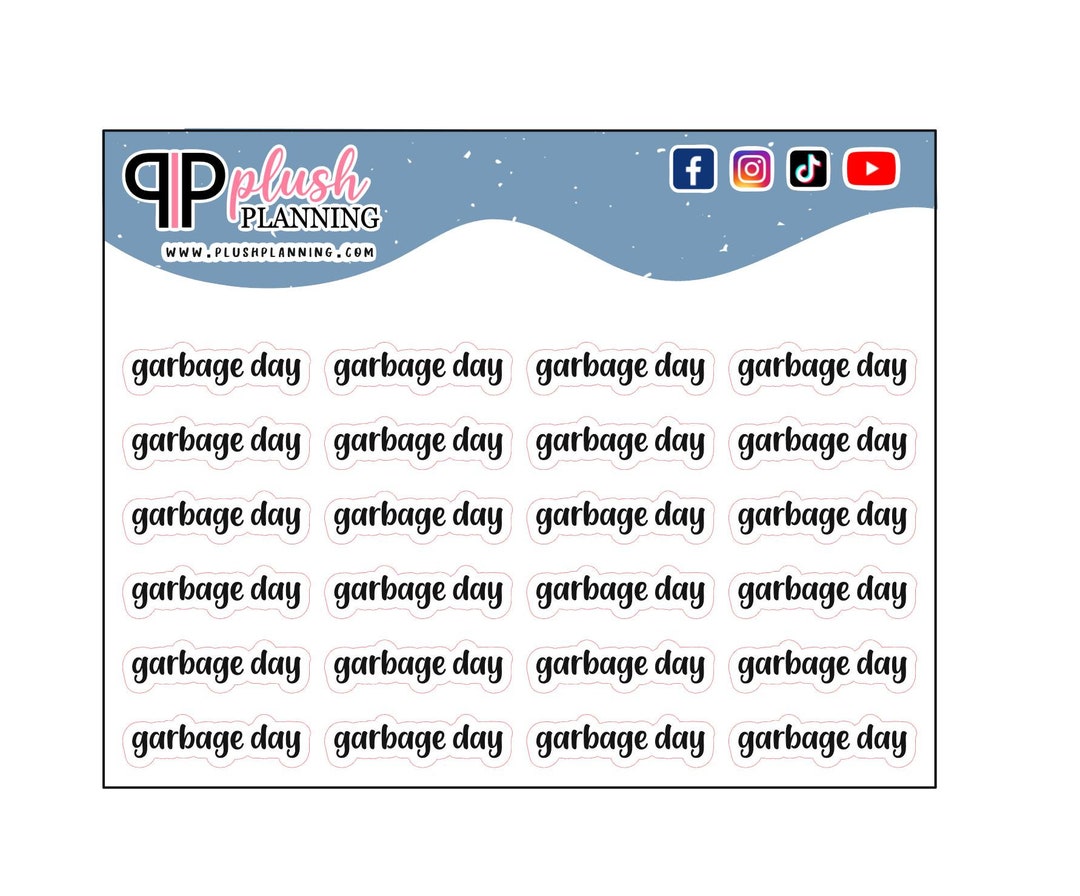Garbage Day Script Tracker Planner Stickers, Functional Script Stickers ...