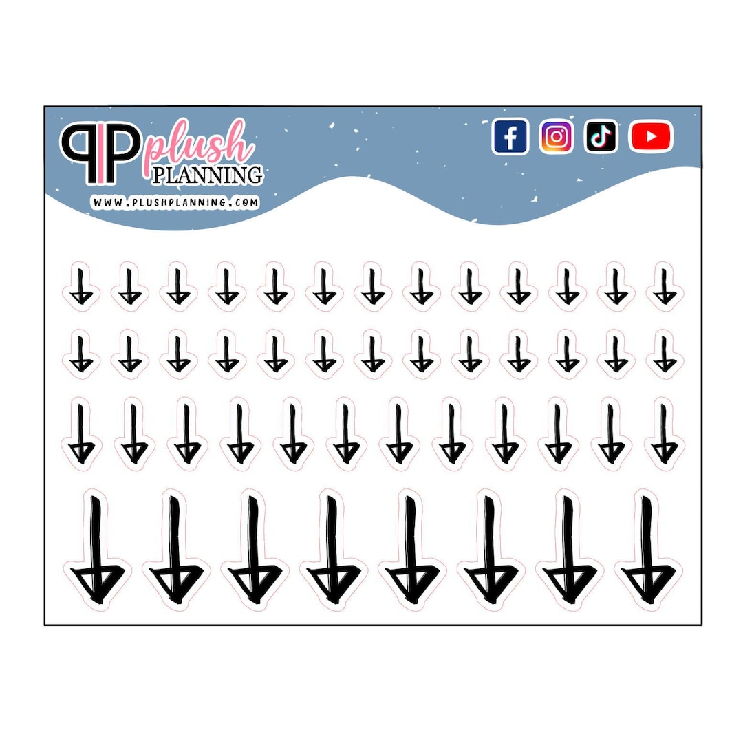 Black Arrows Clip Art Scrapbooking Planner Stickers, Arrows Reminder ...