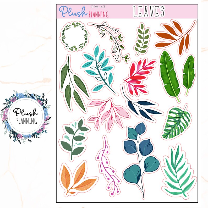 LEAVES PLANNER STICKERS Mix Designs Deco Stickers - Etsy
