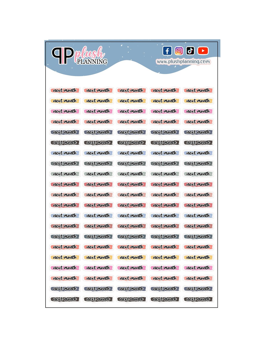 Next Month Brush Stroke Label Planner Stickers, Laurel Denise Inspired ...
