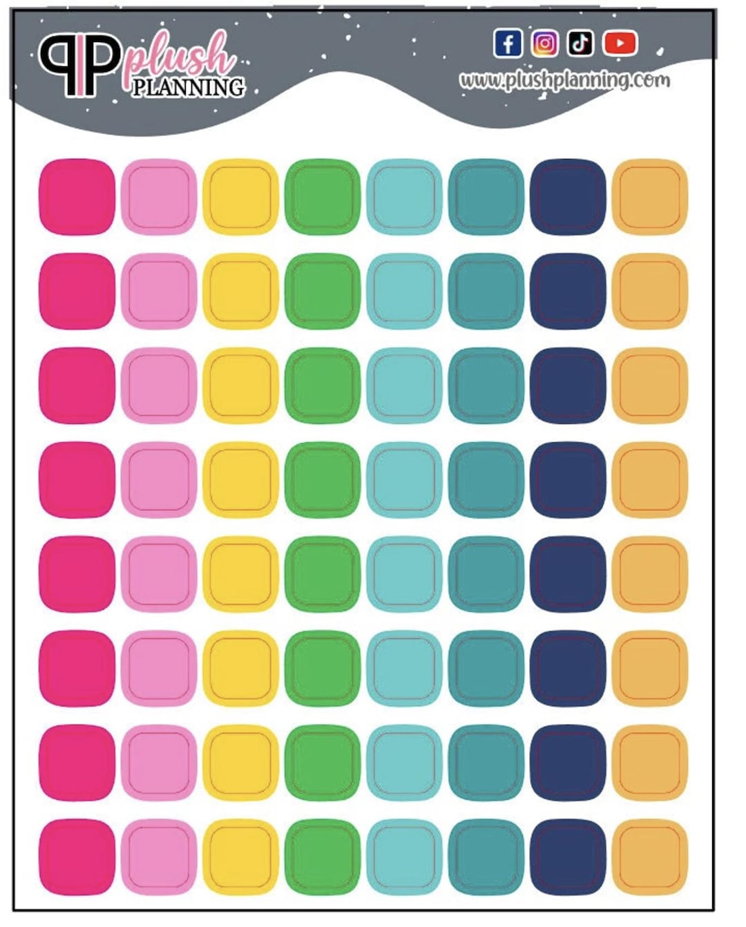 Squares Planner Stickers - Emily Ley Simplified Colors, Mini Sheet Size ...