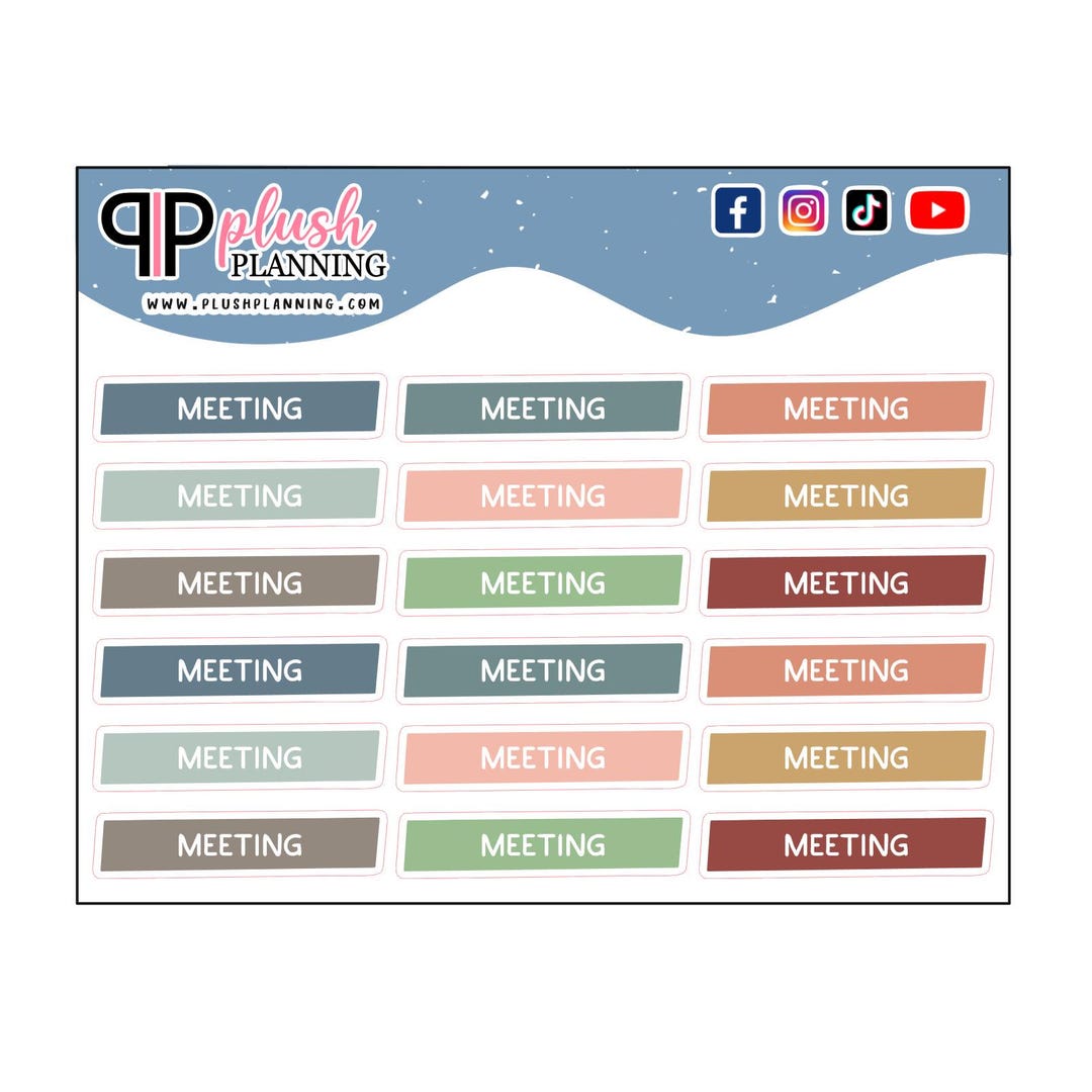 Meeting Script Label Planner Stickers, Special Plush Planning Colors ...