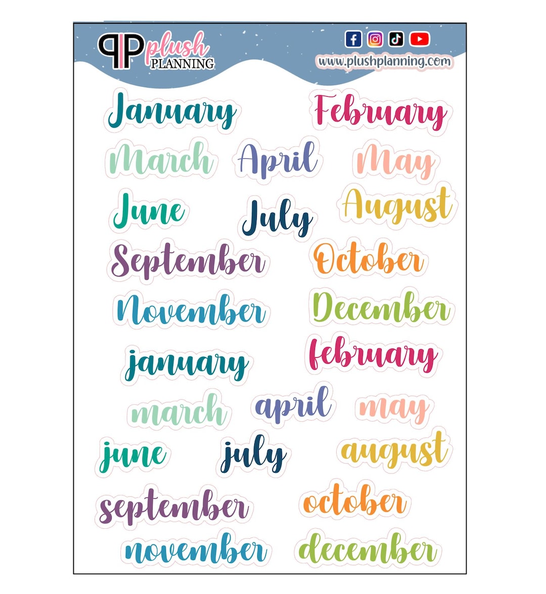 Erin Condren Monthly Scripts Planner Stickers, Cursive Scripts ...