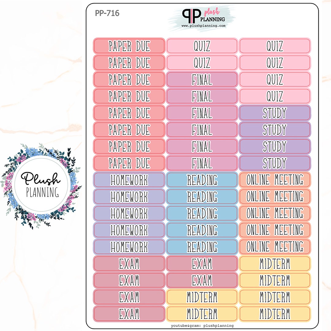 School Stickers Planner Stickers, College Stickers, Functional Planner ...