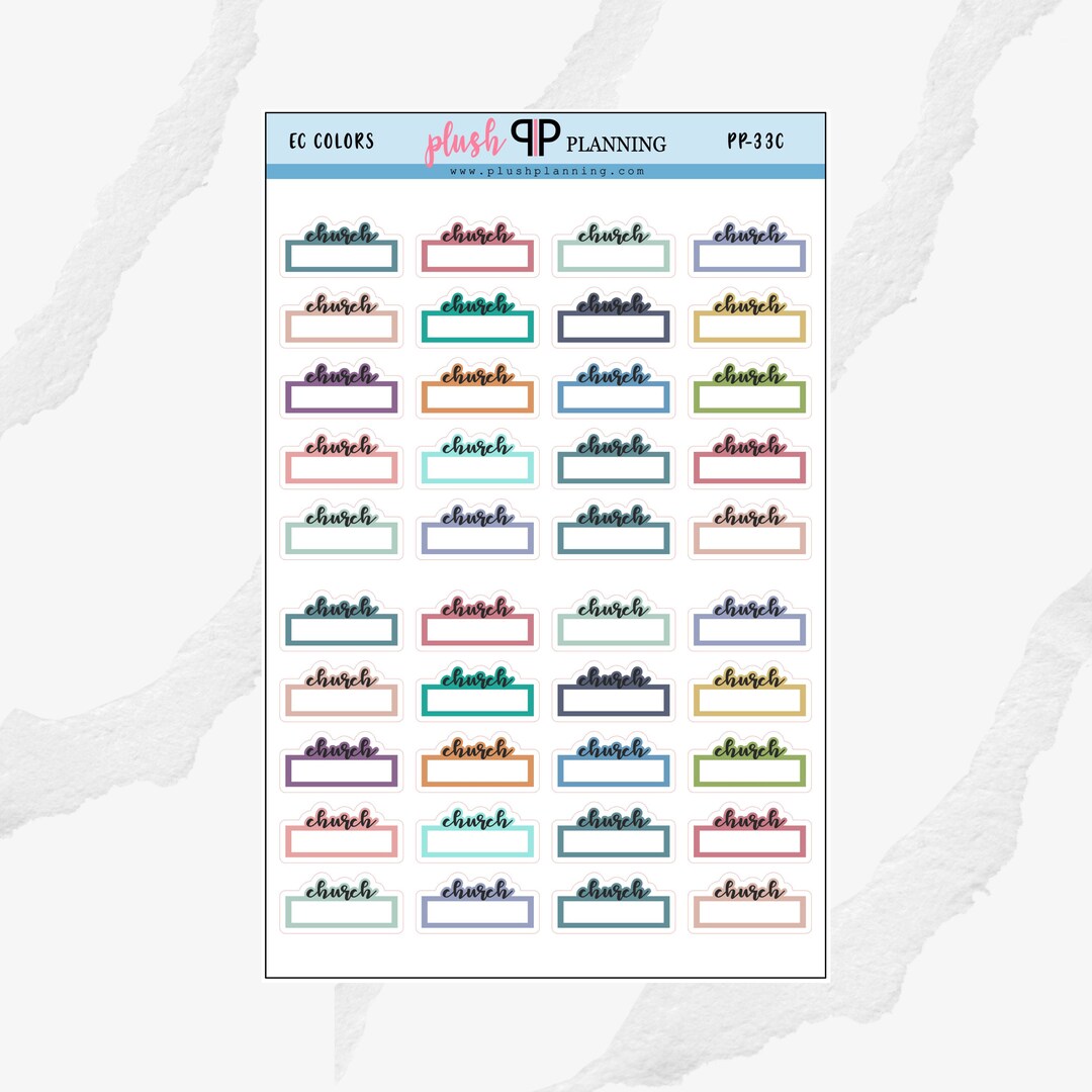 Church Script Box Planner Stickers, Functional Planner Stickers ...