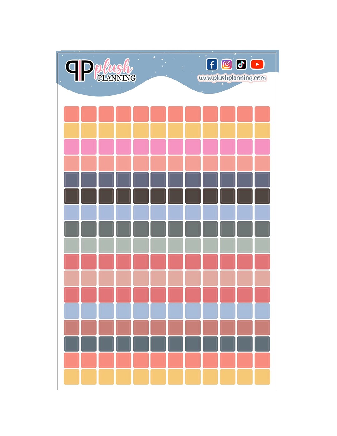 Regular Square Tracker Planner Stickers, Laurel Denise Inspired Colors ...