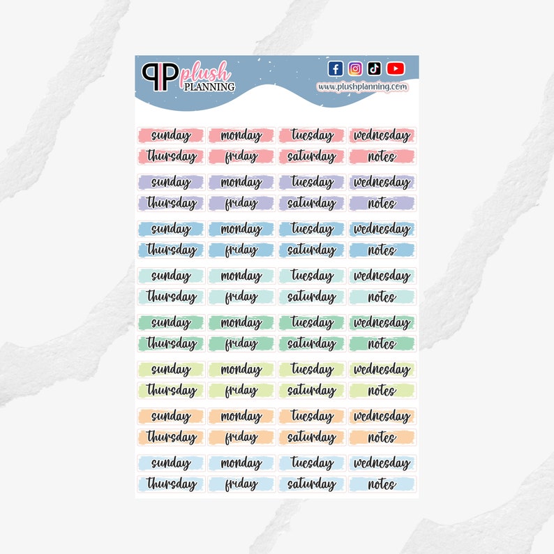 Days of the Week on Brush Strokes Boxes Mix Colors Pick A - Etsy