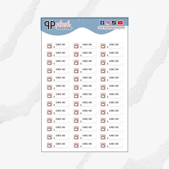 Cable Due Bill Stickers With Icon and Checklist Planner - Etsy