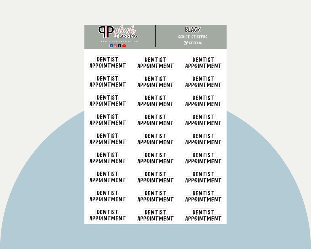 Dentist Appointment Script Tracker Planner Stickers, Black Color ...