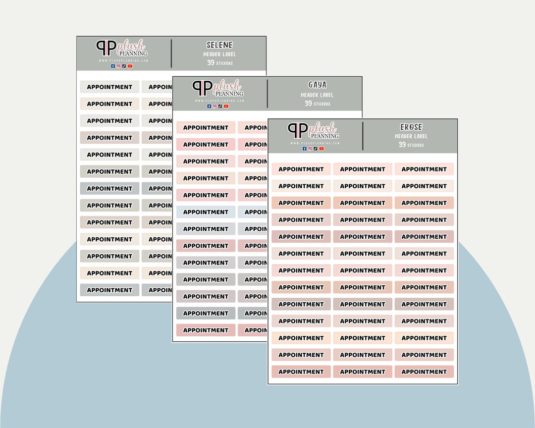 Appointment Header Label Planner Stickers, Minimalist Collection ...