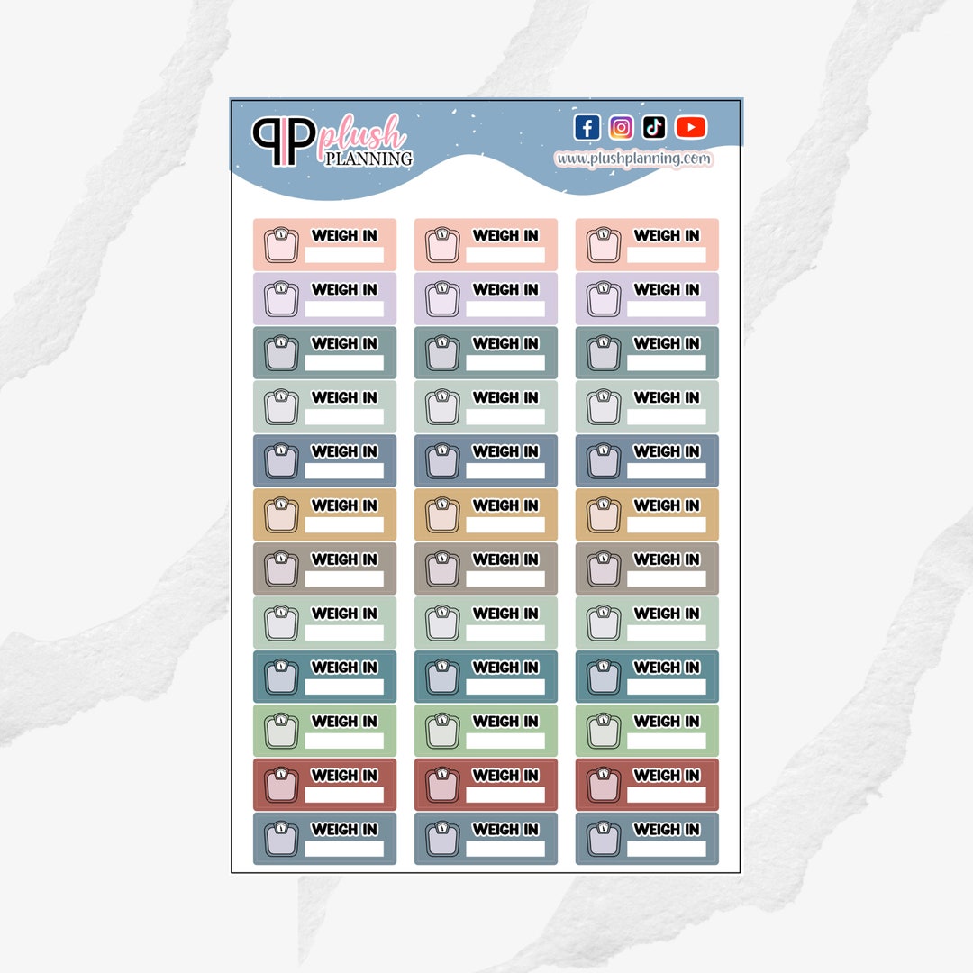 Weigh in Weight Loss Tracker Label Planner Stickers, Functional ...