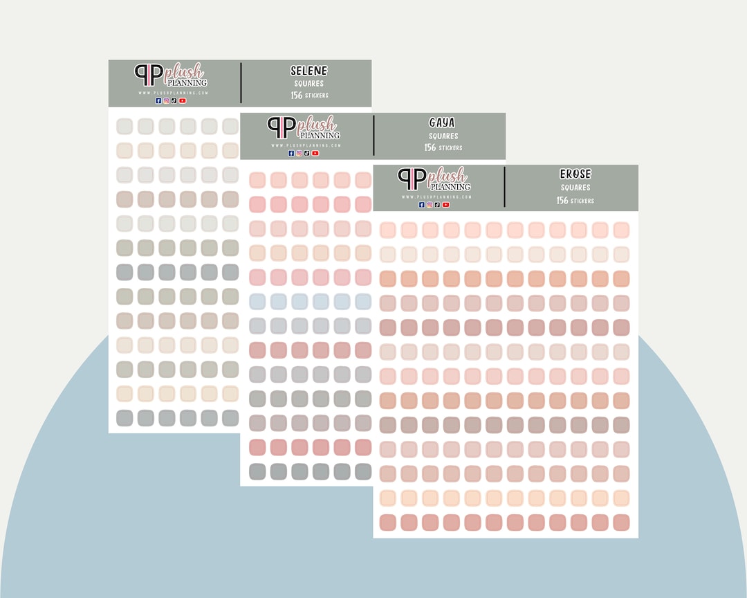 Squares Planner Stickers, Rounded Corners, Standard Size, Minimalist ...