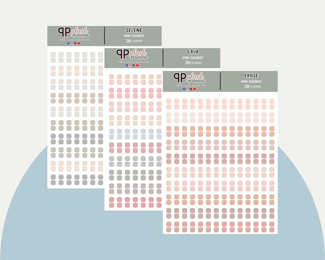 Mini Squares Planner Stickers, Rounded Corners, Minimalist Collection ...