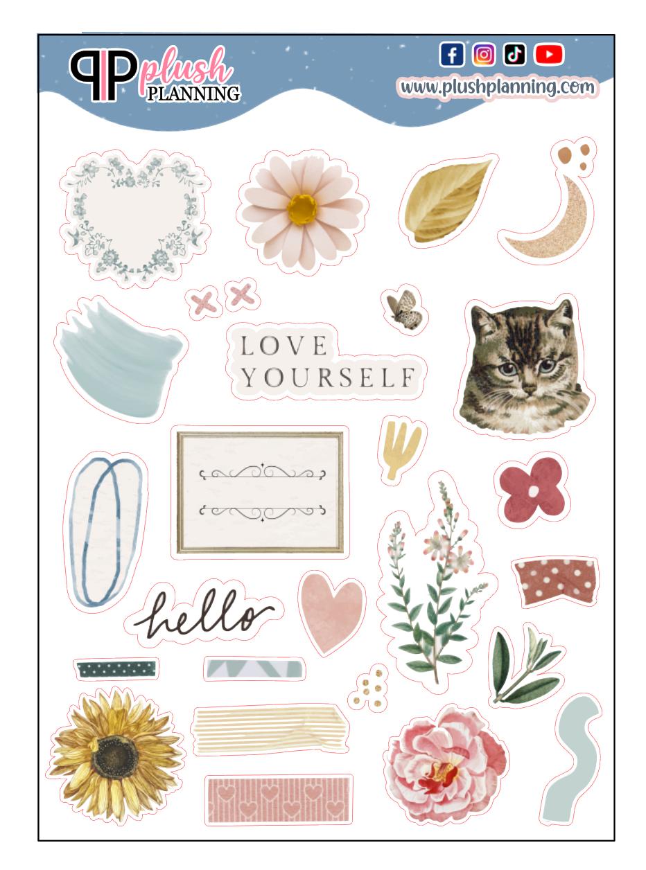 Vintage Style Collection of Clip Art Stickers, Functional Scrapbooking ...