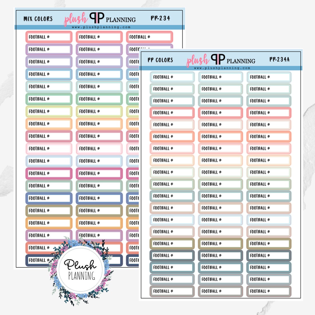 Football Practice Label Tracker Planner Stickers - Etsy