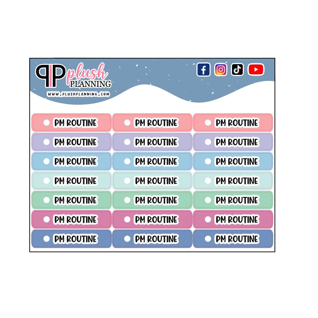 PM Routine Checklist Tracker Planner Stickers, Functional Planner ...