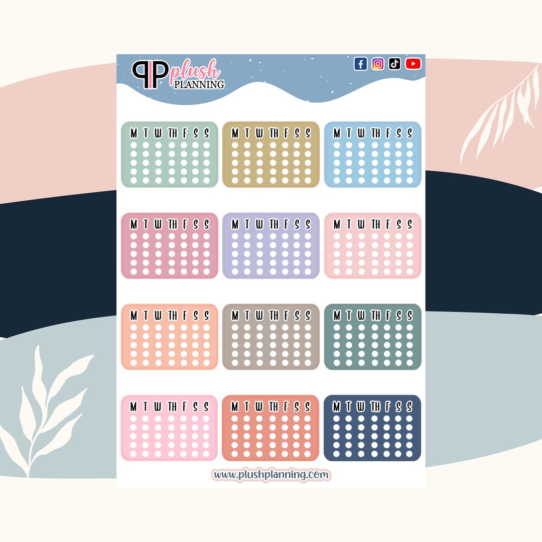 Daily / Weekly Habit Tracker Box Deco Scrapbooking Planner Stickers ...