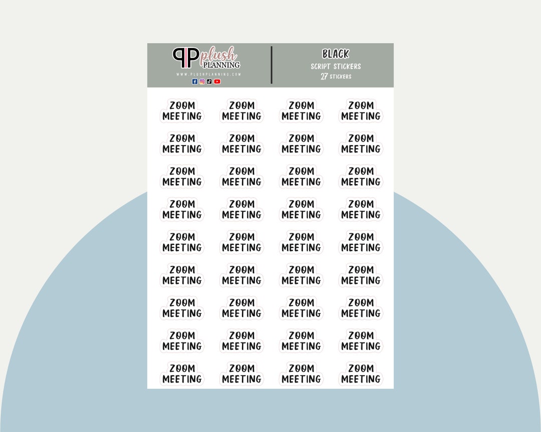 Zoom Meeting Script Tracker Planner Stickers, Black Color, Minimalist ...