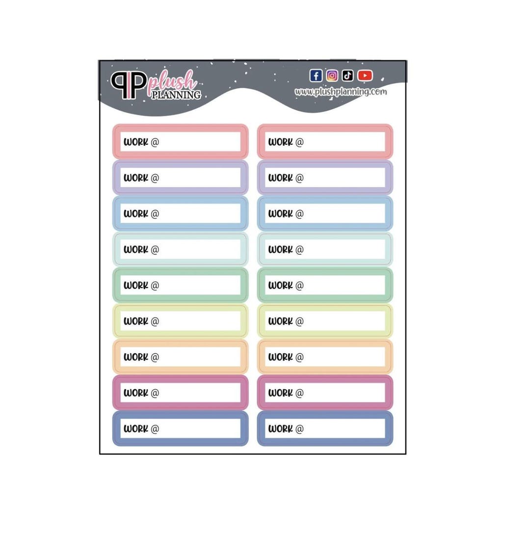 Work Label Tracker Planner Stickers, Writable Functional Stickers ...