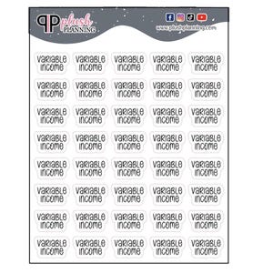 Variable Income Script Stickers, Functional Script Stickers, Budget ...