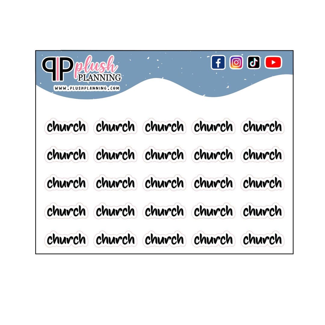 Church Script Planner Stickers, Black, Minis Collection - Etsy