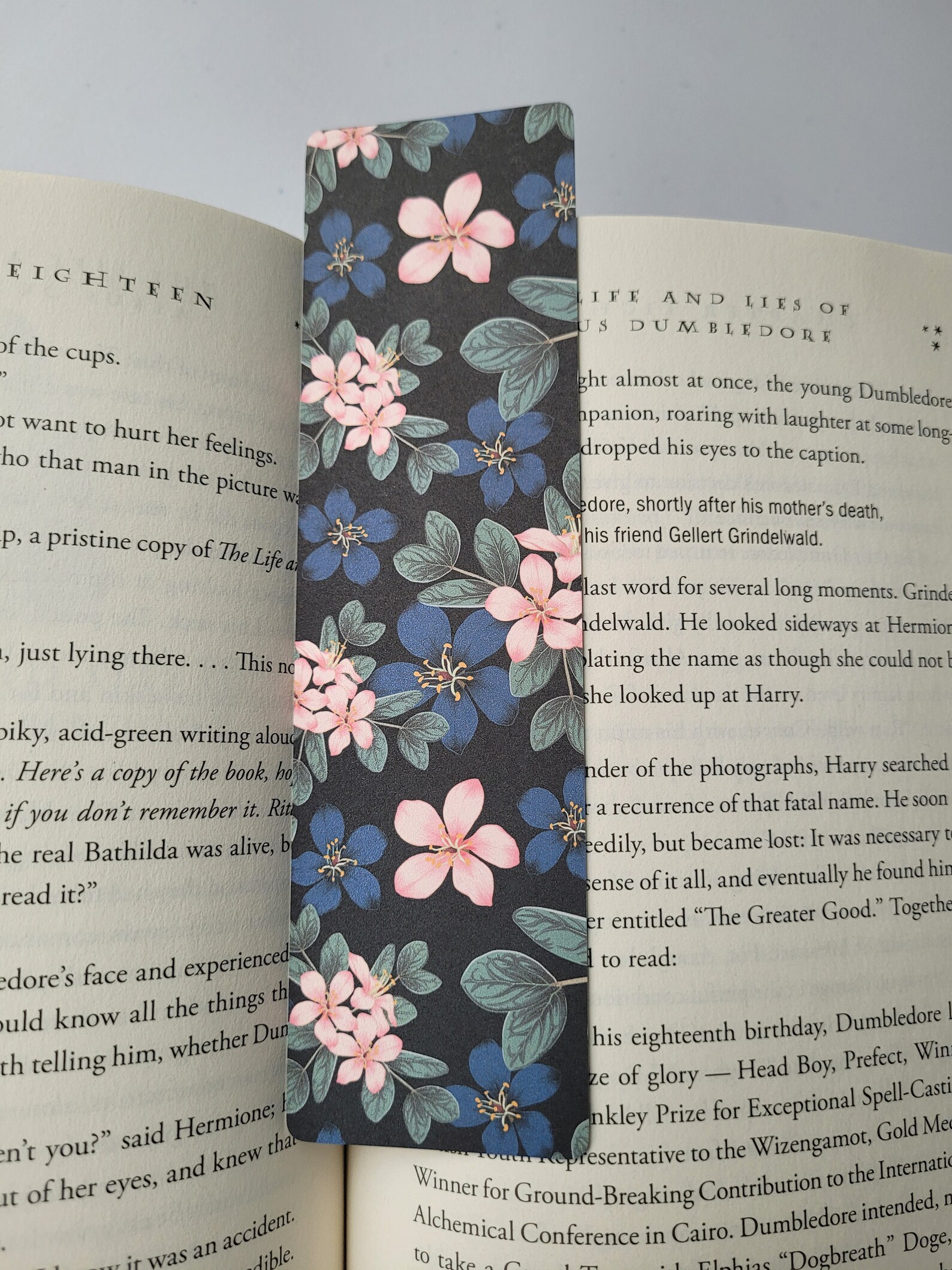 Pink and Blue Flowers Bookmark Rounded Corners - Etsy